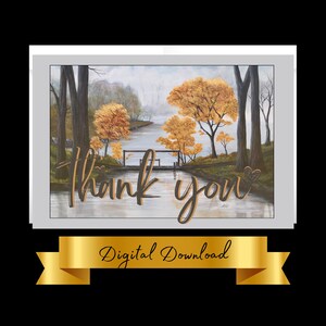 Scenic Thank You Card Printable, Lake & Trees Art, Appreciation for ...