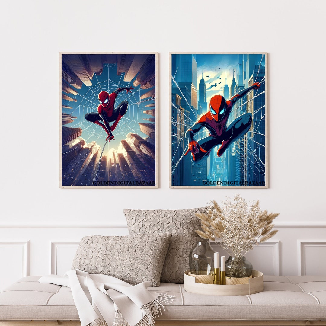 2 Pieces Spiderman 4 Size Poster, Cartoon Poster, Spider-man, Printable ...
