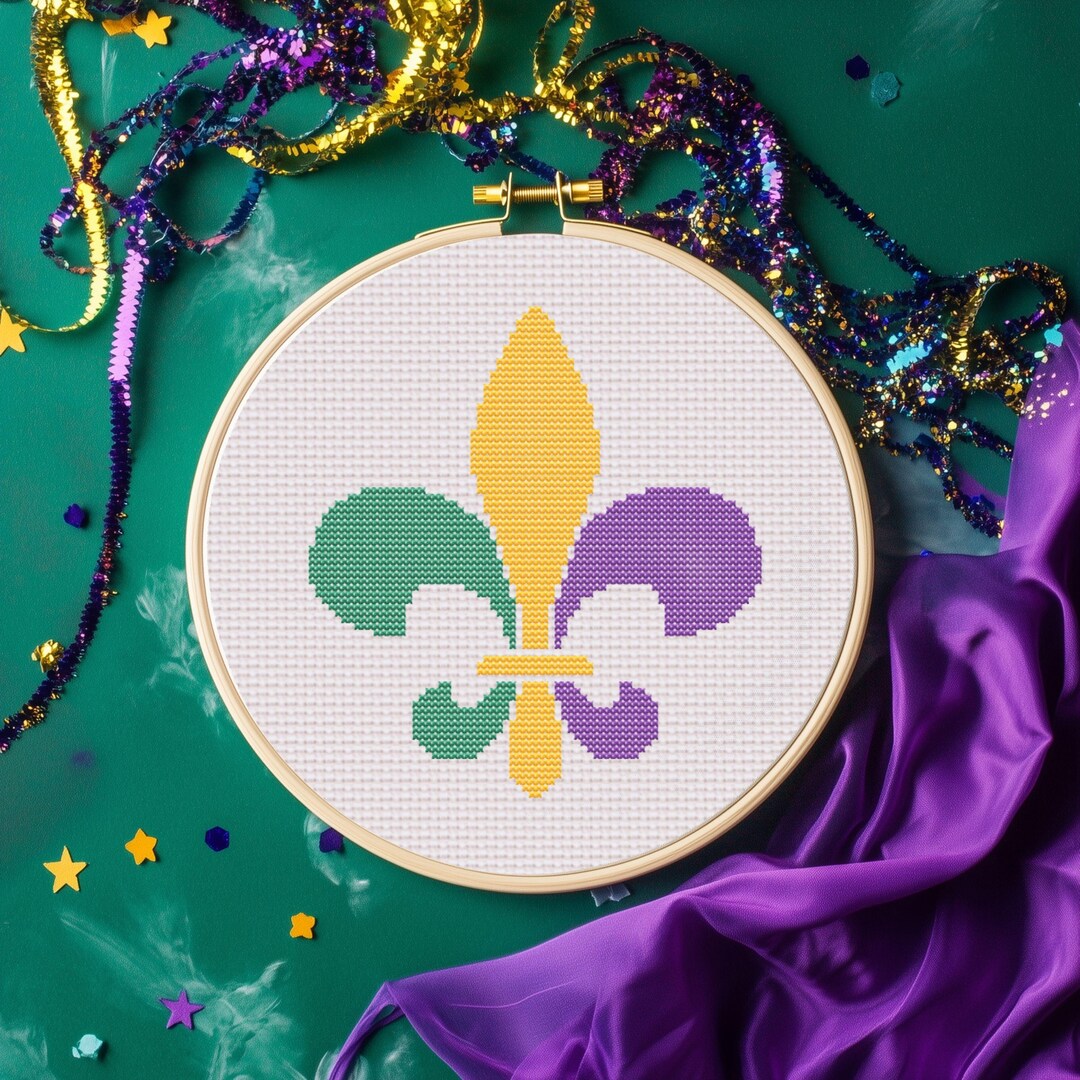 Mardi Gras Fleur De Lis Cross Stitch Pattern – Digital Download in ...