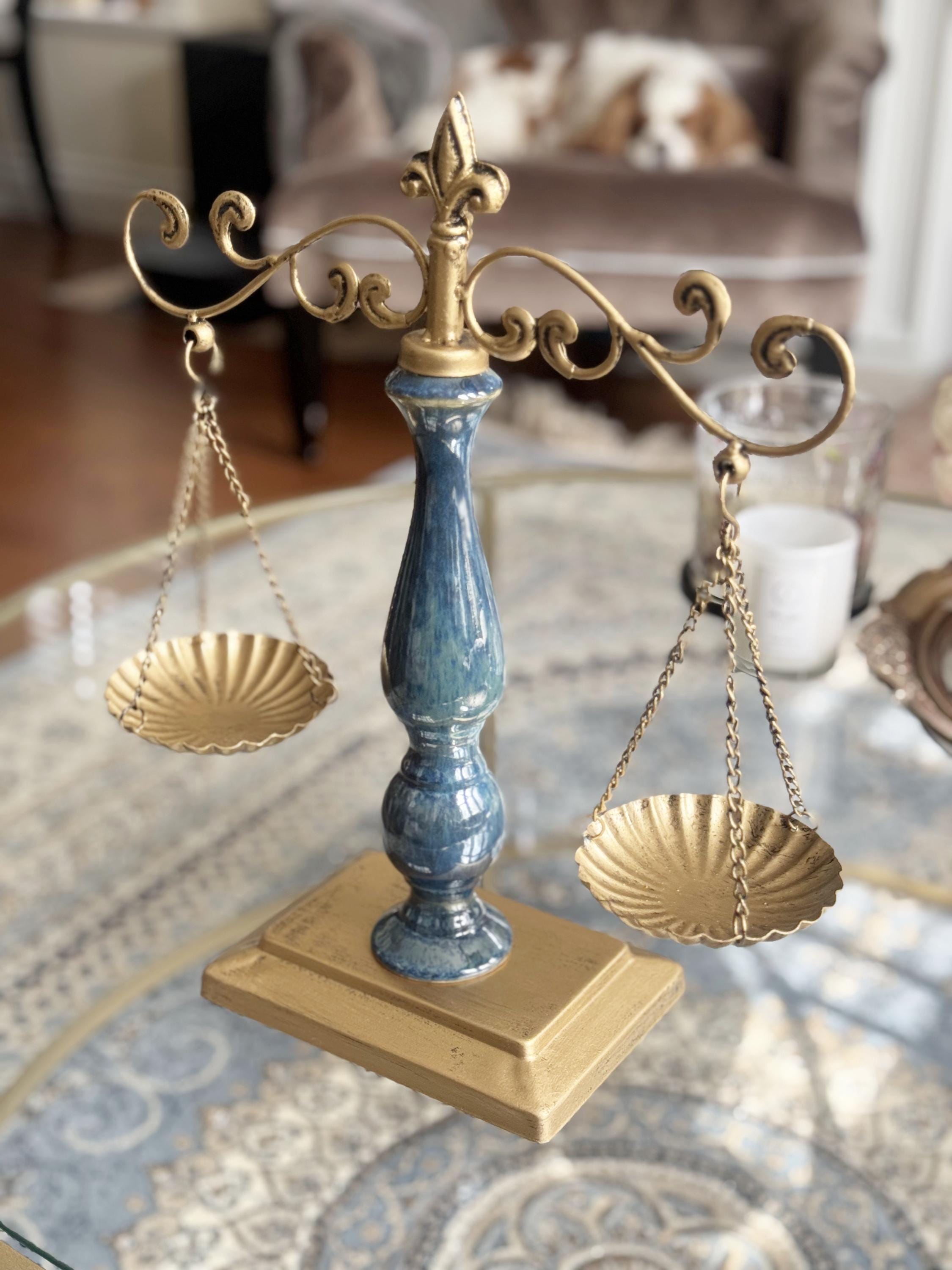 Vintage Libra Jewelry Tower: Bronze Balance Scale Sculpture - Etsy