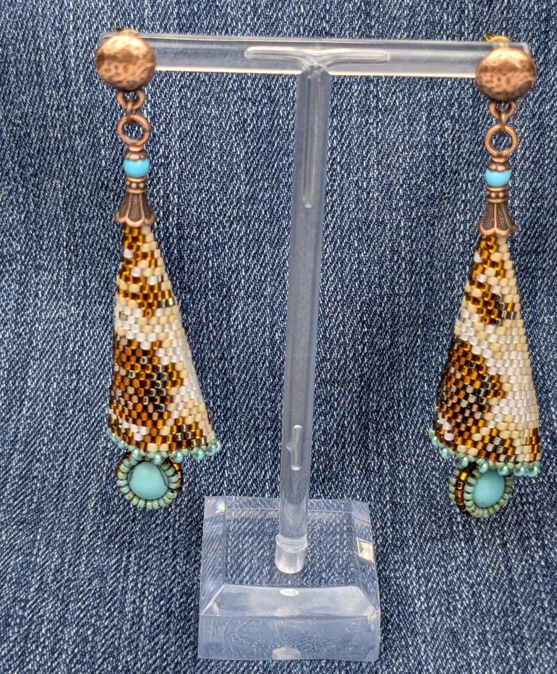 Western Snake Skin Pattern in Yellow, Copper, Brown Colors Beaded ...