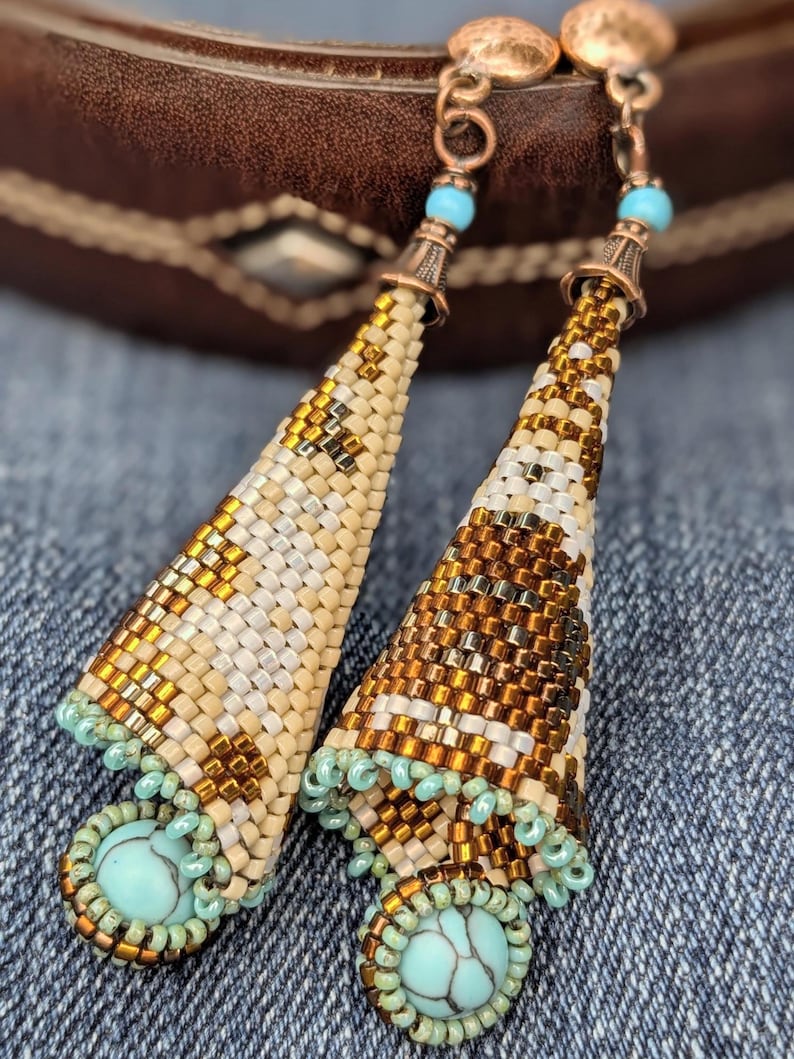 Western Snake Skin Pattern in Yellow, Copper, Brown Colors Beaded ...