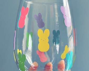 Drinkin' With My Peeps Wine Glass, Easter Wine Glass, Easter Party Cups ...