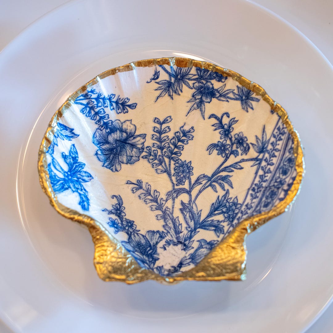 Handmade Scallop Shell Dish Coastal Home Accent French Country Trinket ...