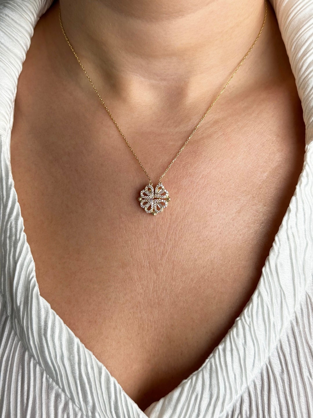 Clover and Heart Necklace · 925 Sterling Silver · Nature Jewelry ...
