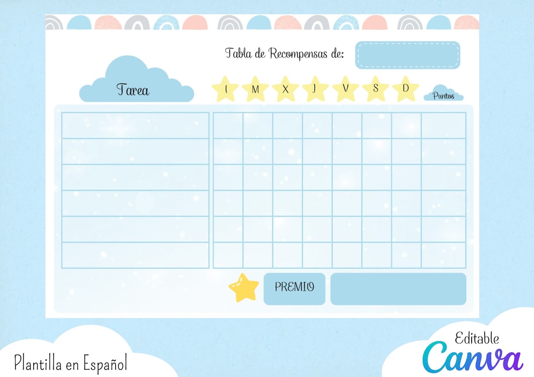 EDITABLE CANVA Kids Rewards Chart - Etsy