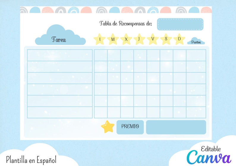 EDITABLE CANVA Tabla de Recompensas para niños - Etsy México