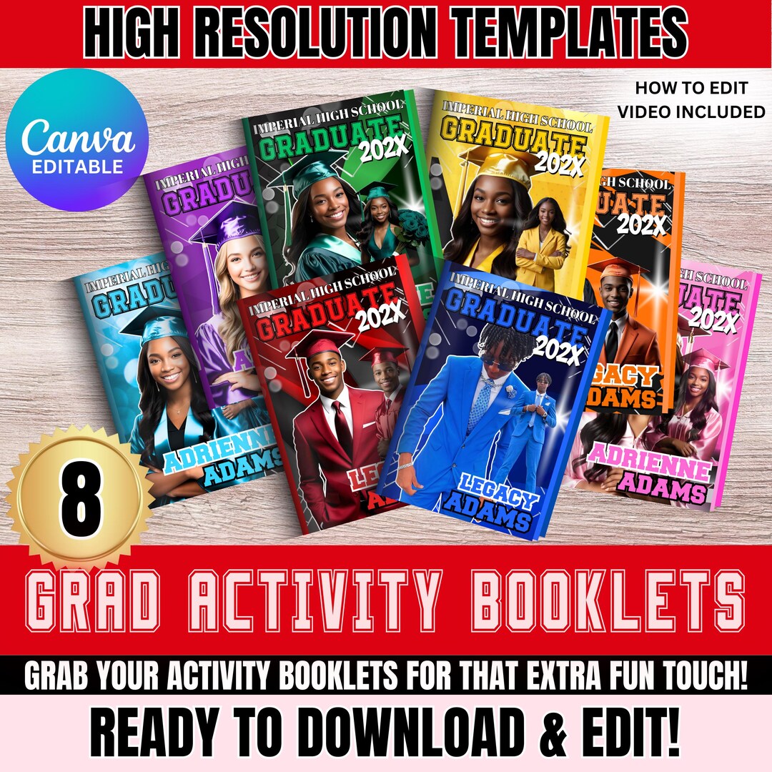 Graduation Booklet Templates | Canva Editable | Grad Activity Book ...