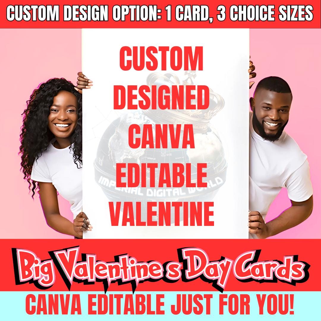 CUSTOM ORDER 1 Big Jumbo Valentine Day Cards, Holiday Card, Valentines ...