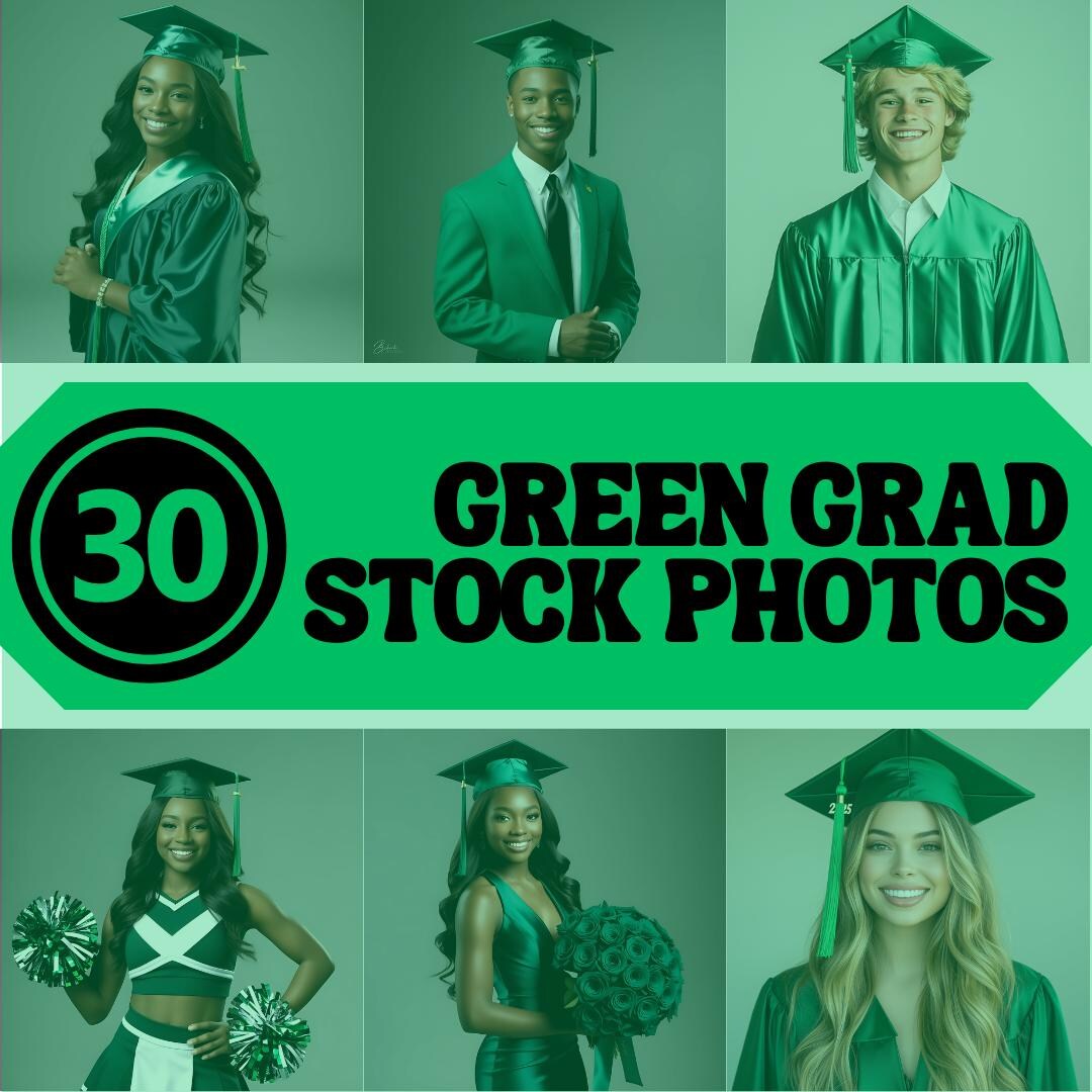 30 Green Graduation Stock Model Images | Diverse Grad Models | Graduate ...