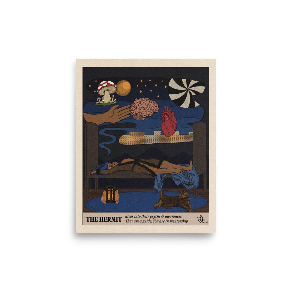 8x10 Tarot Art Print - the Hermit. Original Art Print by Lo Kyle. Tarot ...