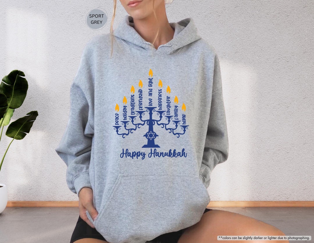 Happy Hanukkah Hoodie, Hanukkah Jewish Sweater, Jewish Holiday Gifts ...