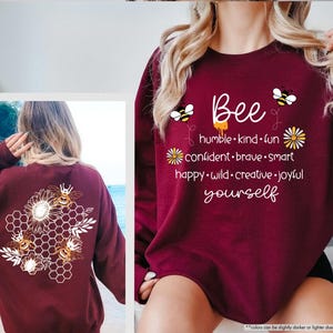 Bee Kind Hoodie, Positive Quotes Sweatshirt, Gift for Bee Lover, Bee ...