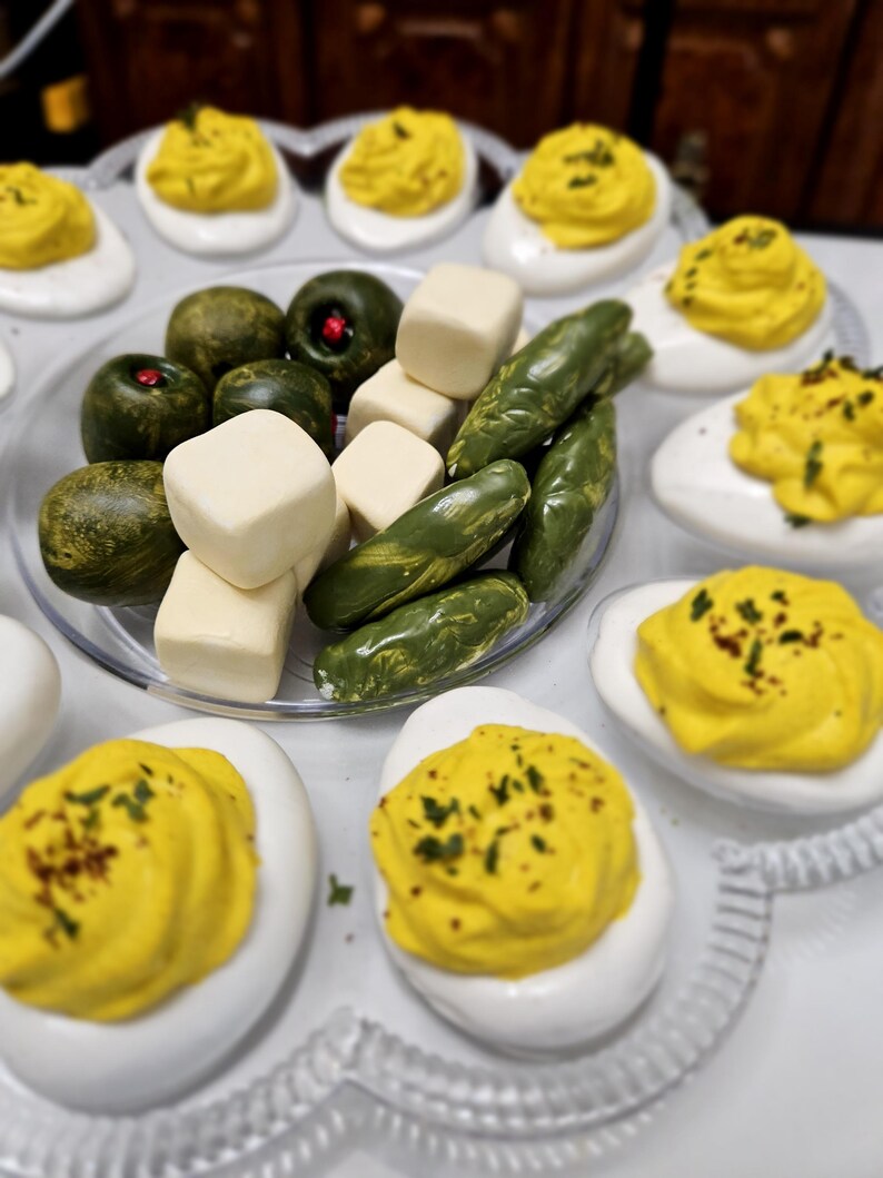 Realistic Style Fake Deviled Egg Tray, Fake Deviled Eggs, Display Foods ...