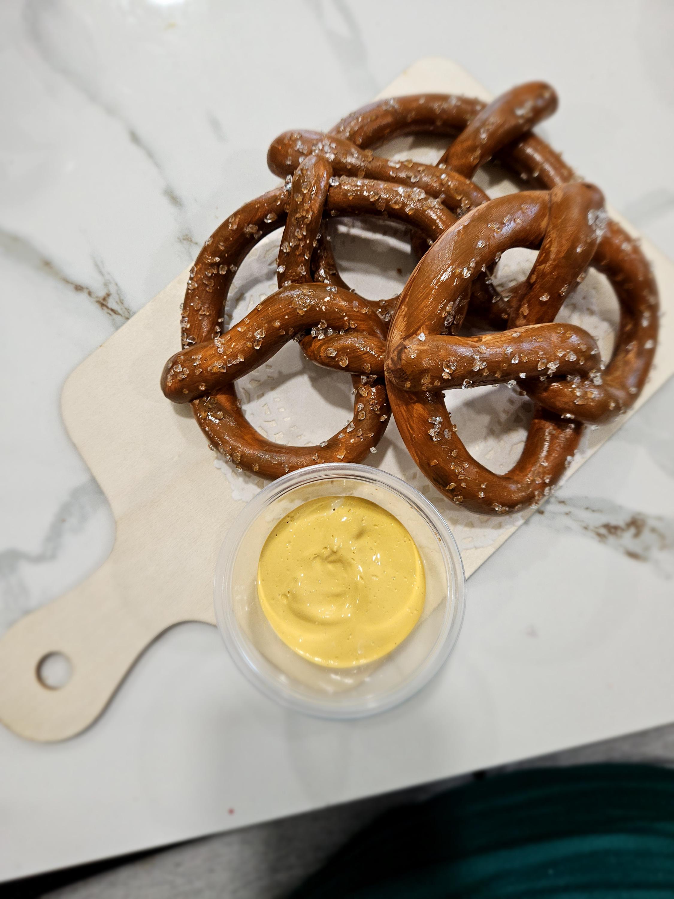 Faux Soft Pretzels, Fake Soft Pretzels With Mustard, Prop Pretzels, Fake Snack Food, Faux Hot ...