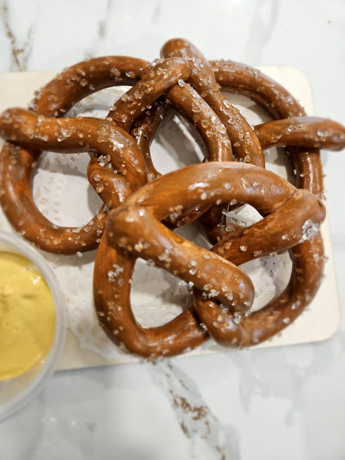 Faux Soft Pretzels, Fake Soft Pretzels With Mustard, Prop Pretzels, Fake Snack Food, Faux Hot ...