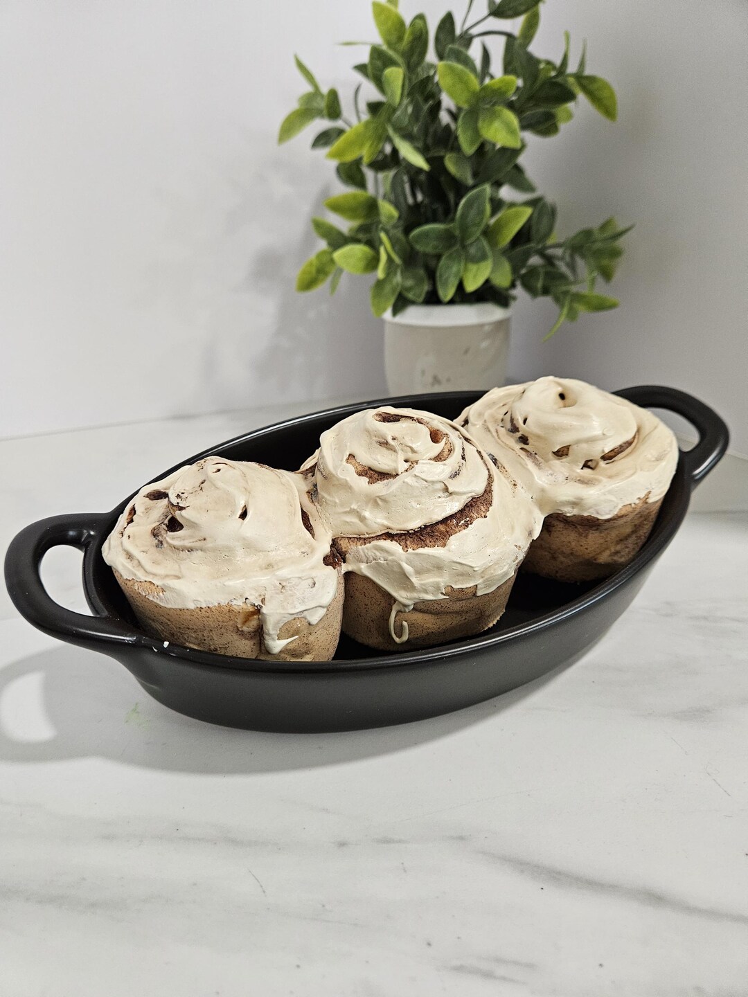 Fake Cinnamon Rolls in Oval Dish, Faux Cinnamon Buns, 3 Realistic ...