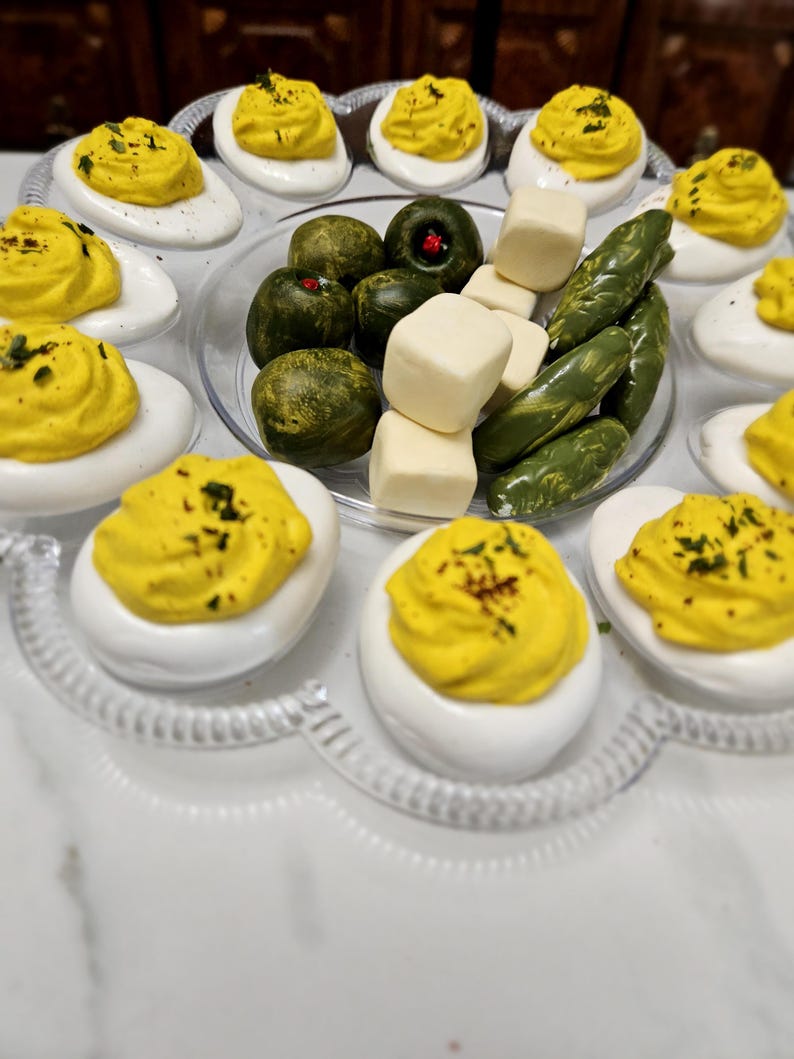Realistic Style Fake Deviled Egg Tray, Fake Deviled Eggs, Display Foods ...