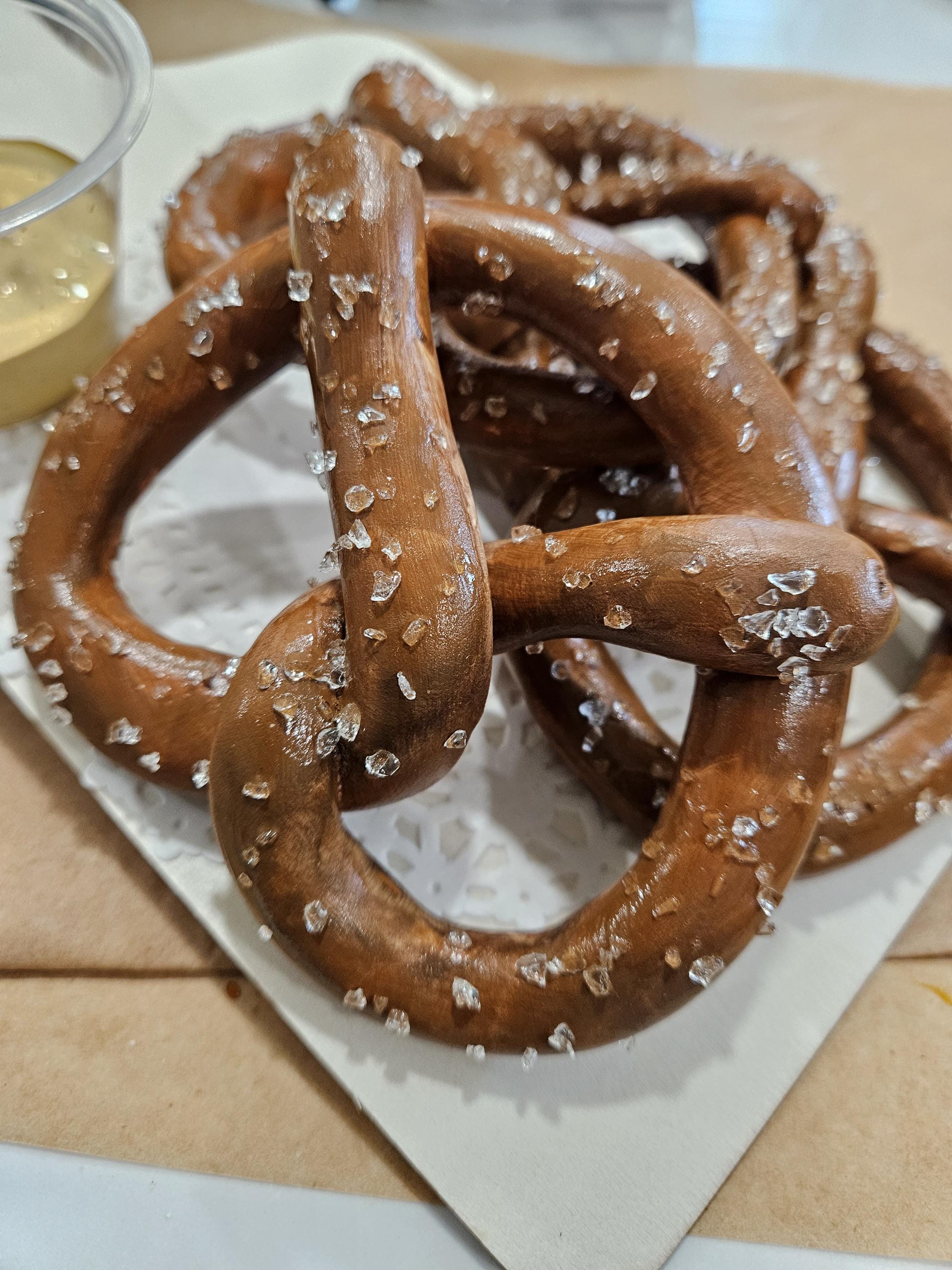 Faux Soft Pretzels, Fake Soft Pretzels With Mustard, Prop Pretzels, Fake Snack Food, Faux Hot ...