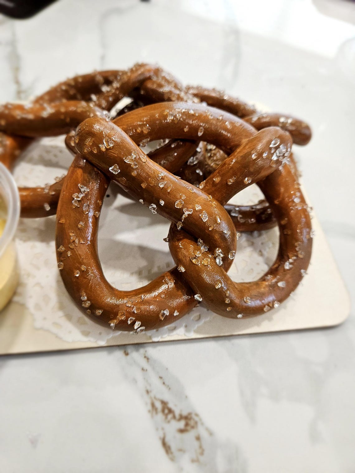 Faux Soft Pretzels, Fake Soft Pretzels With Mustard, Prop Pretzels, Fake Snack Food, Faux Hot ...