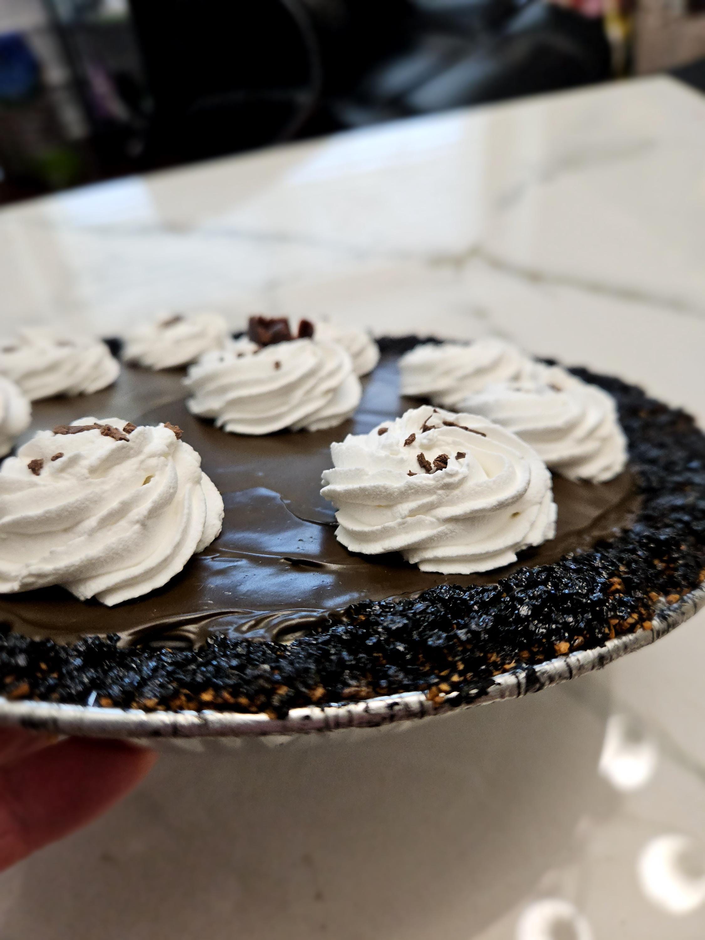 Fake Chocolate Pie, Faux Chocolate Pie With Whipped Cream, Fake Dessert ...