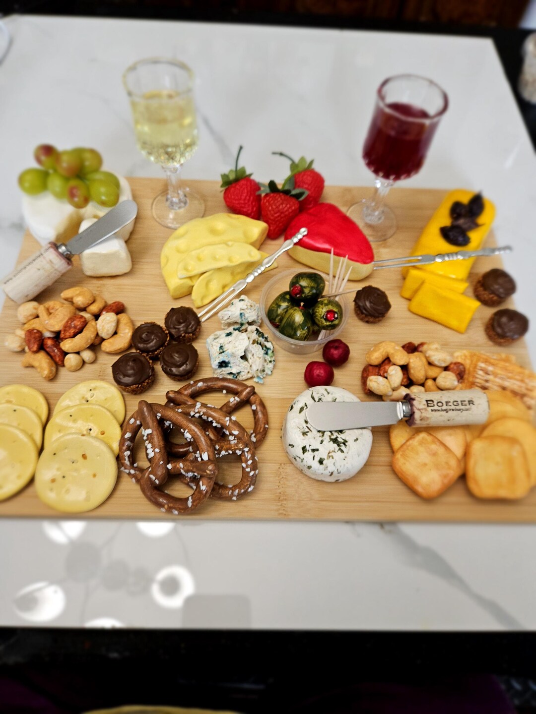 Realistic Faux Cheese Board, Fake Cheese, Fake Wine, Faux Nuts ...