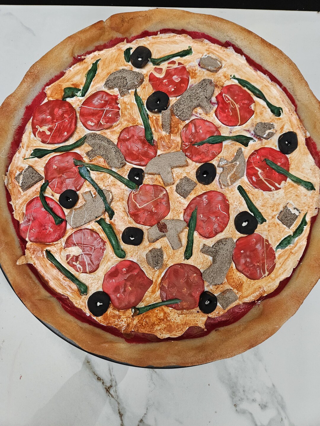 Realistic Faux Pizza! Fake 10 Inch Pizza With Pepperoni, Sausage, Green ...