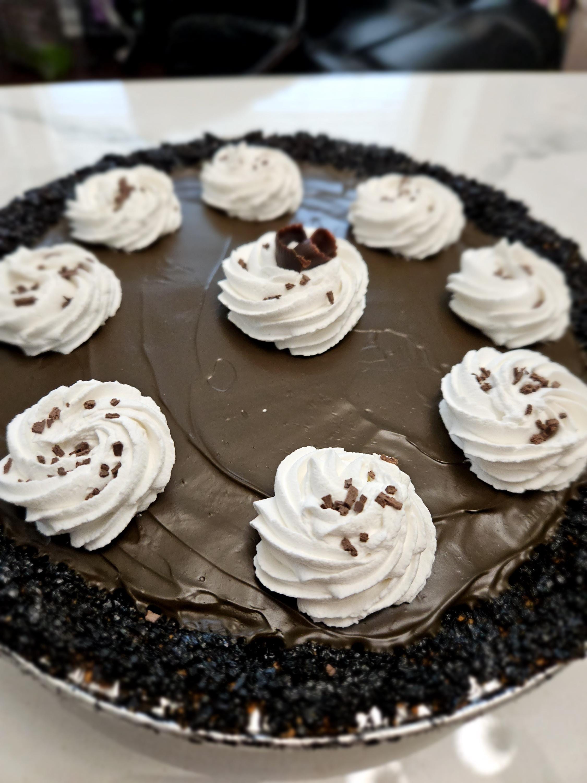 Fake Chocolate Pie, Faux Chocolate Pie With Whipped Cream, Fake Dessert ...