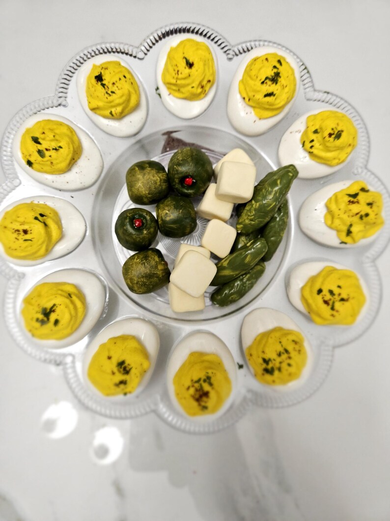 Realistic Style Fake Deviled Egg Tray, Fake Deviled Eggs, Display Foods ...