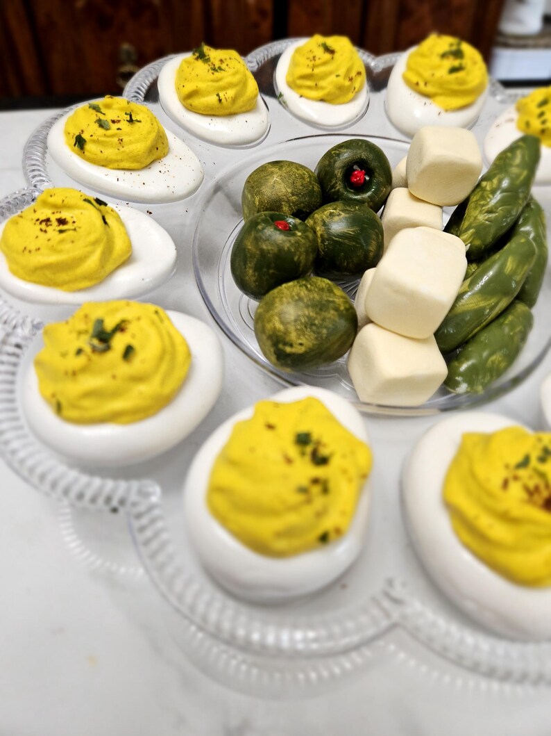 Realistic Style Fake Deviled Egg Tray, Fake Deviled Eggs, Display Foods ...