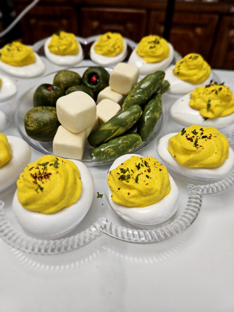 Realistic Style Fake Deviled Egg Tray, Fake Deviled Eggs, Display Foods ...
