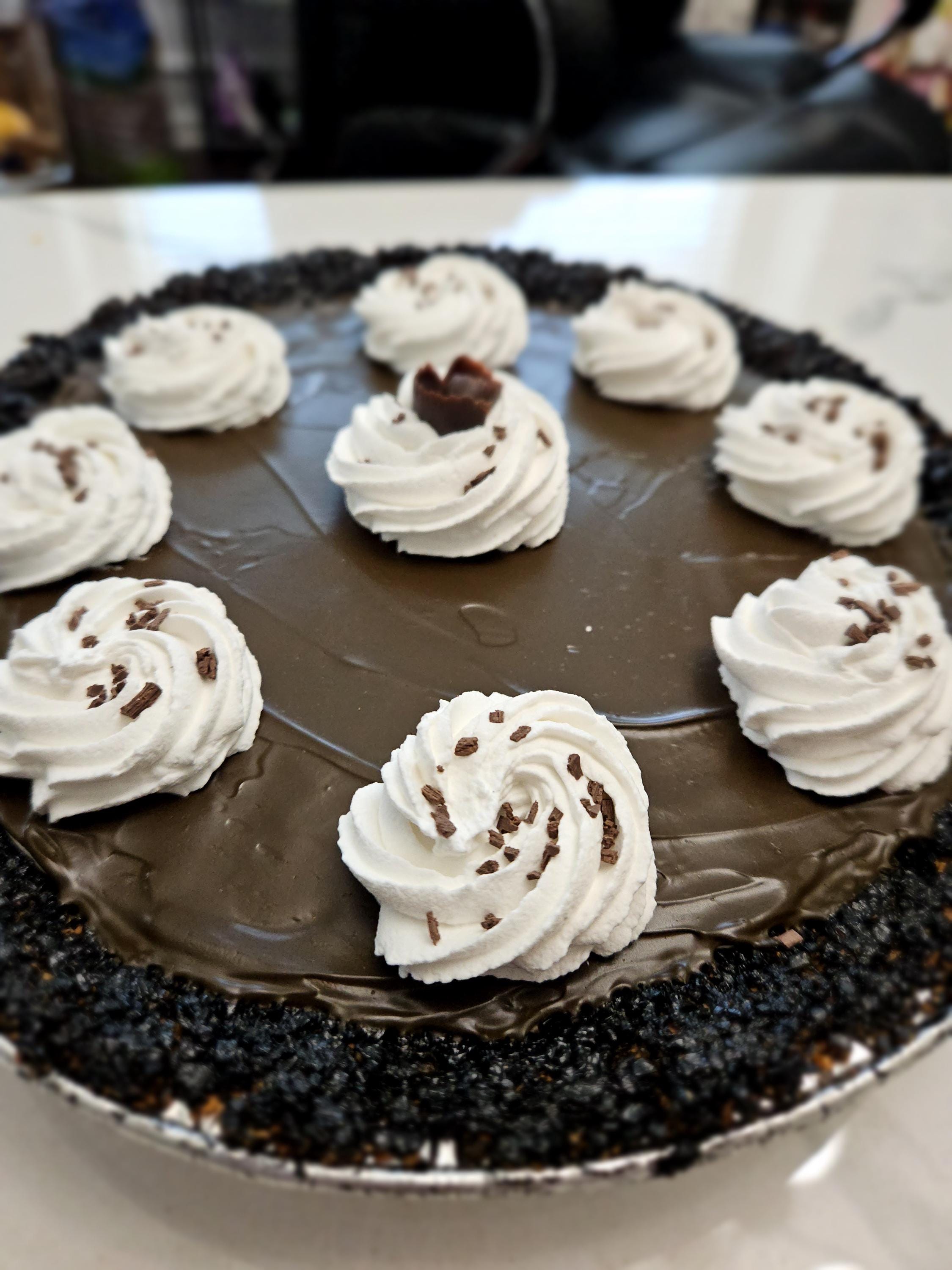 Fake Chocolate Pie, Faux Chocolate Pie With Whipped Cream, Fake Dessert ...