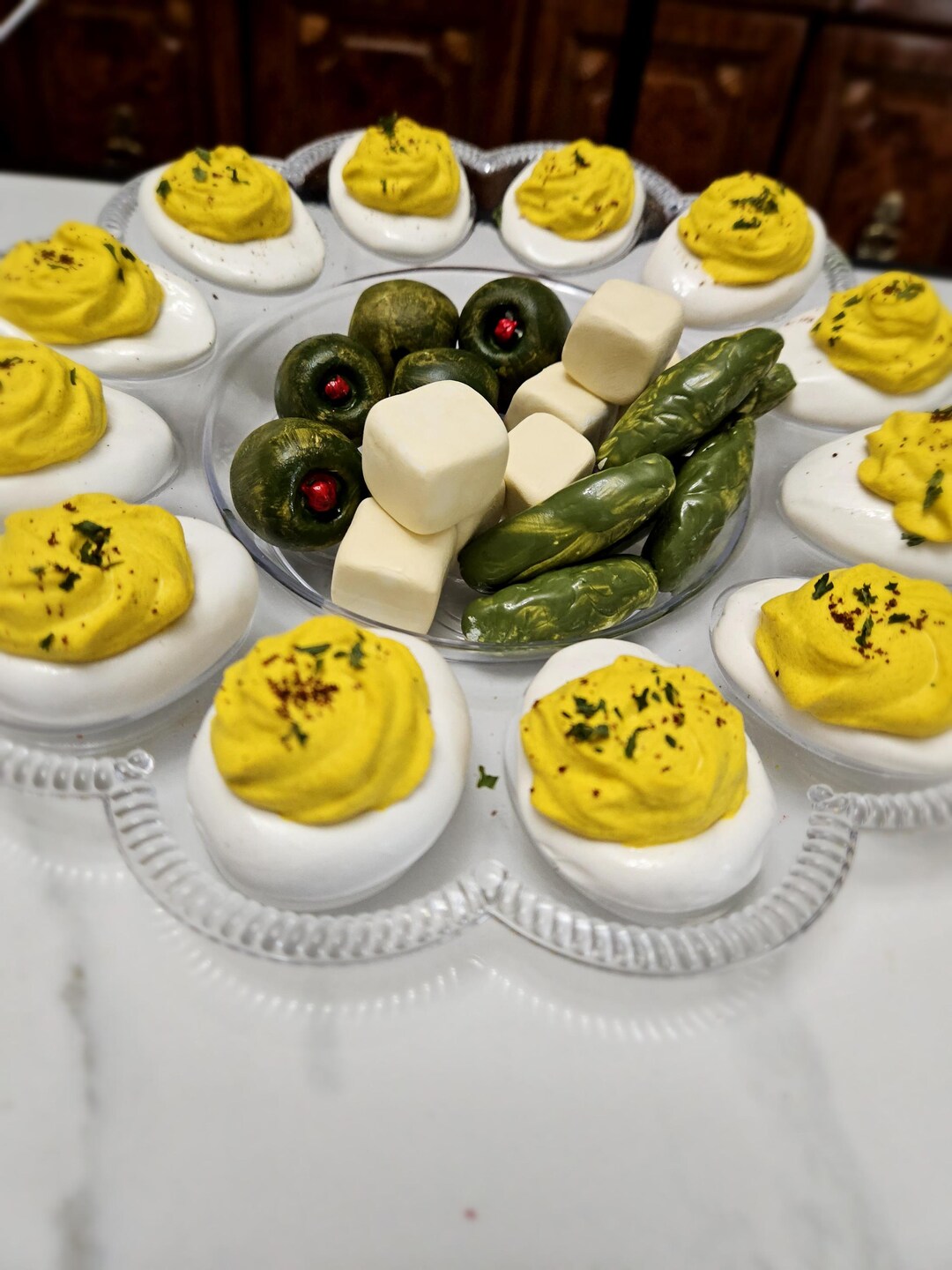 Realistic Style Fake Deviled Egg Tray, Fake Deviled Eggs, Display Foods ...