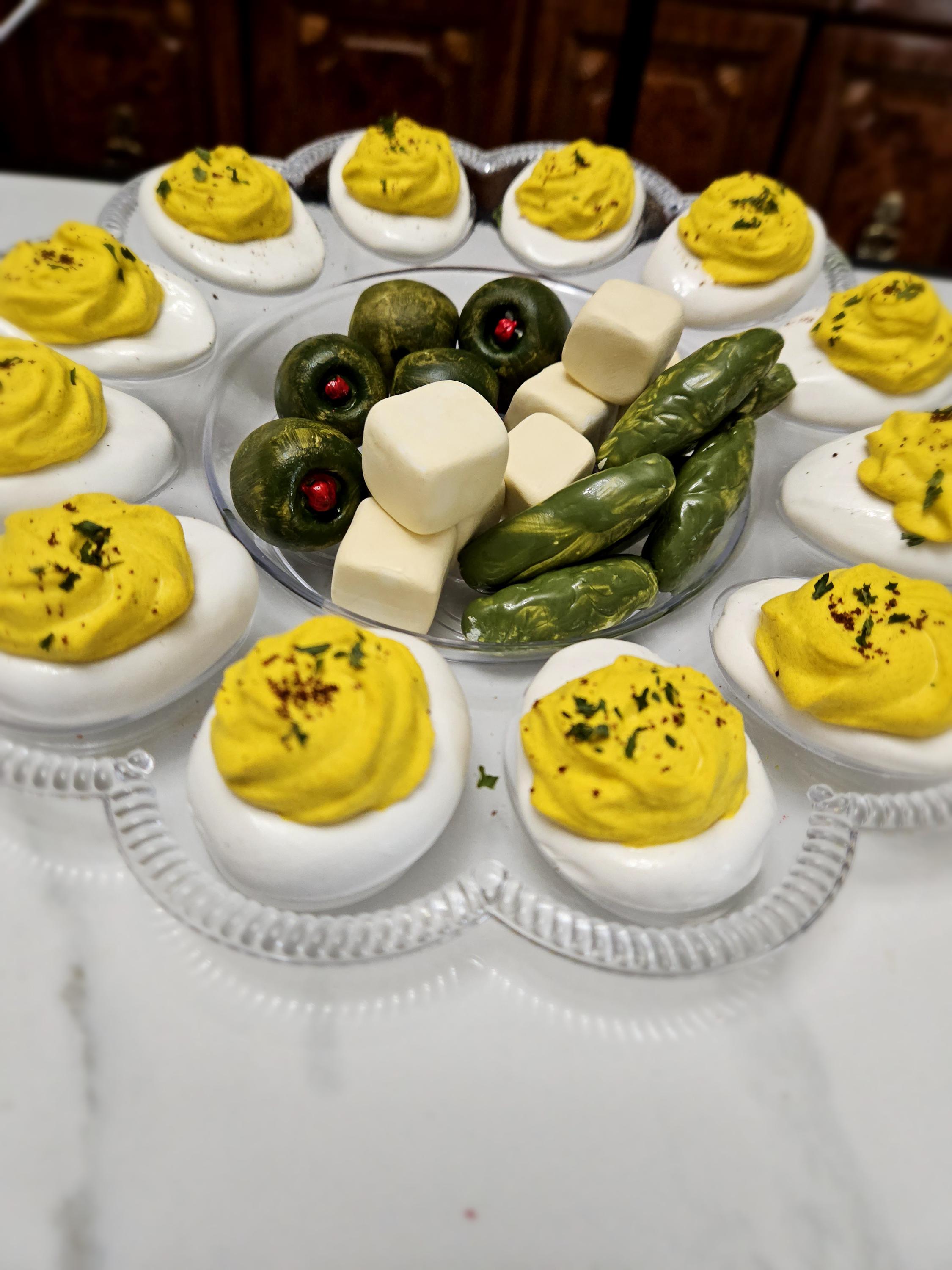 Realistic Style Fake Deviled Egg Tray, Fake Deviled Eggs, Display Foods ...