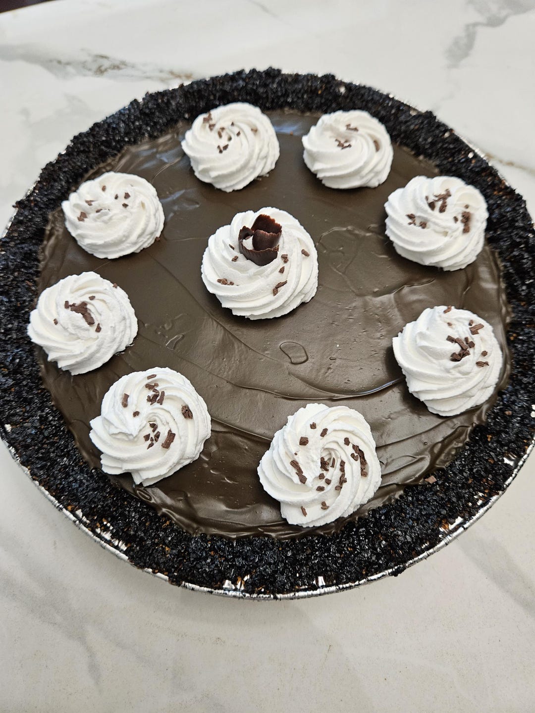 Fake Chocolate Pie, Faux Chocolate Pie With Whipped Cream, Fake Dessert ...