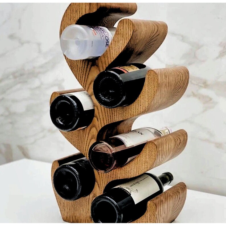 Stand for Bottles, Oak Solid Wood Wine Rack for 6 Bottles, Wooden Wine ...