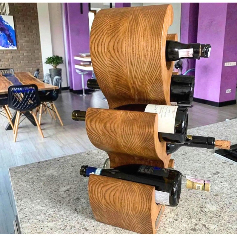 Stand for Bottles, Oak Solid Wood Wine Rack for 6 Bottles, Wooden Wine ...