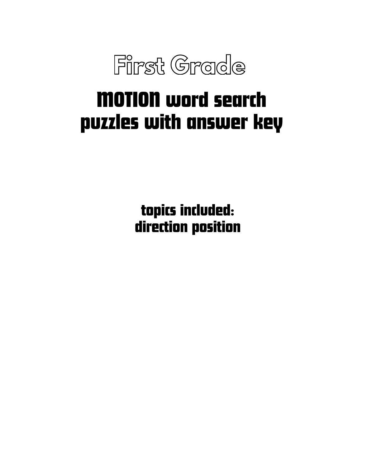 Science Word Search for Motion For1st and 2nd Graders - Etsy