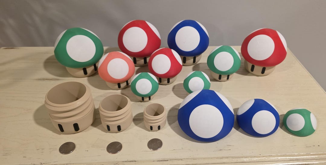 Super Mario Mushroom Container (screw on Top, Jar, Luigi, 3D Print) - Etsy