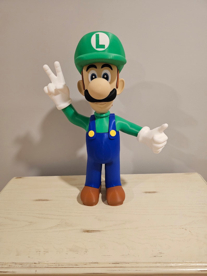 3D Printed 20" Luigi - Action Figure, Desktop Toy, Mario, Yoshi, Peach ...