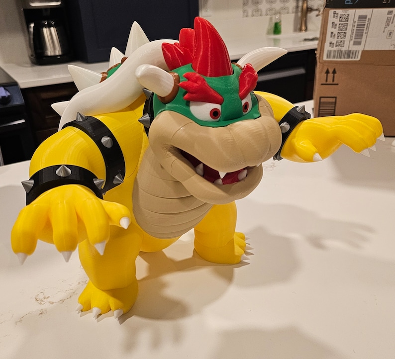 3D Printed 14" Bowser Figurine - Action Figure, Desktop Toy, Mario ...