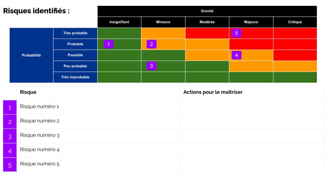 Matrice De Risque, Risk Matrix, Simple - Etsy