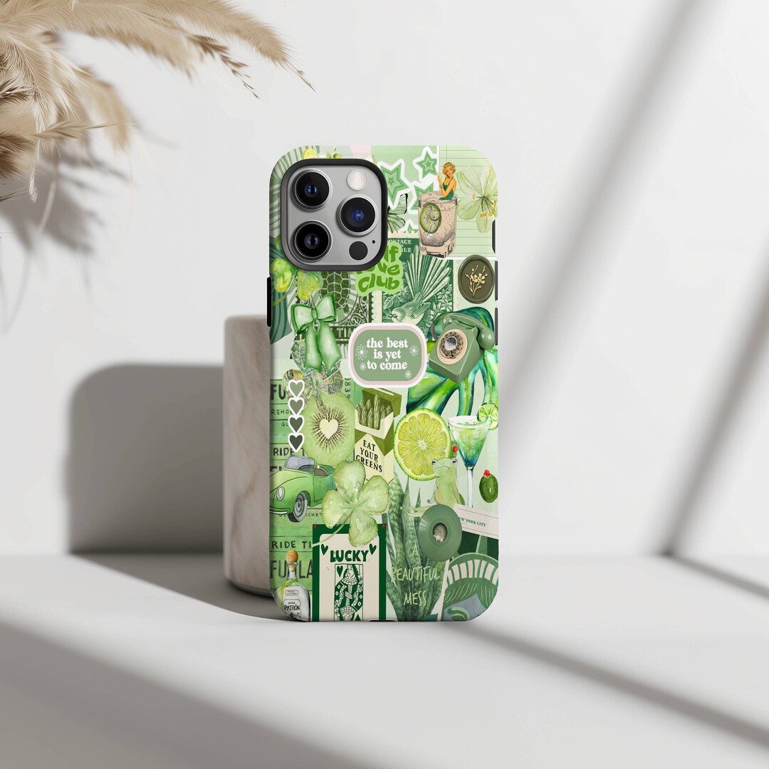 Vintage Green Lucky Girl Collage Phone Case, Lucky Charm Case, iPhone ...
