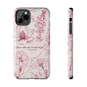 Floral Girly Christian Bible Verse Phone Case, Religious Scripture Gift ...