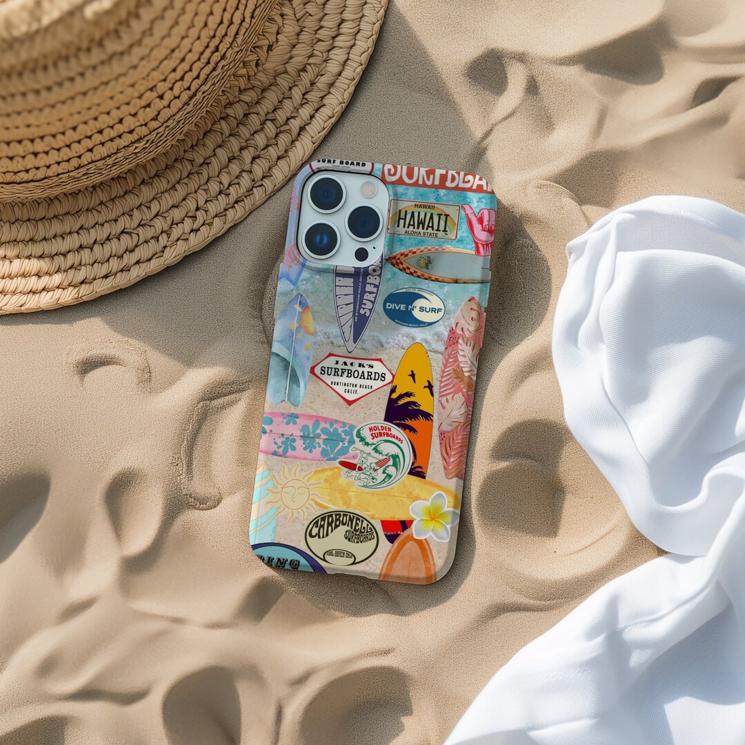 Beachy Surfboard Collage Phone Case, Coconut Girl, Surfer Girl, iPhone ...