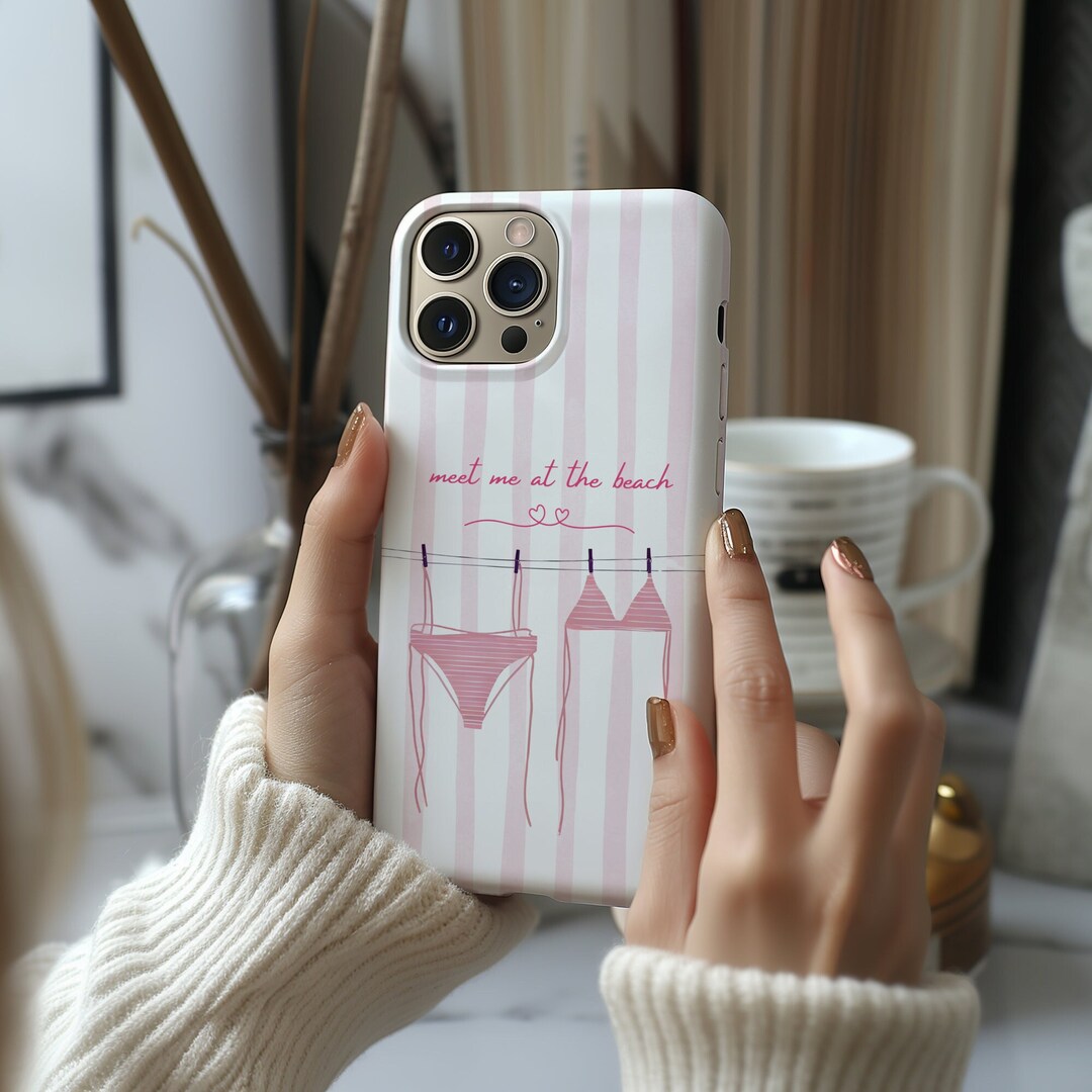Baby Pink Meet Me at the Beach Bikini Phone Case, Coastal Cowgirl ...