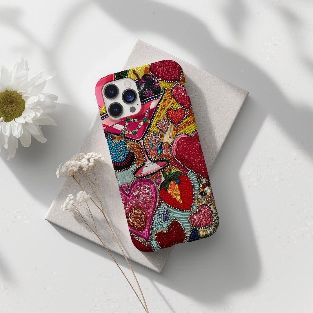 Vintage Girly Mosaic Jewels Collage Phone Case, Mosaic Gemstones ...