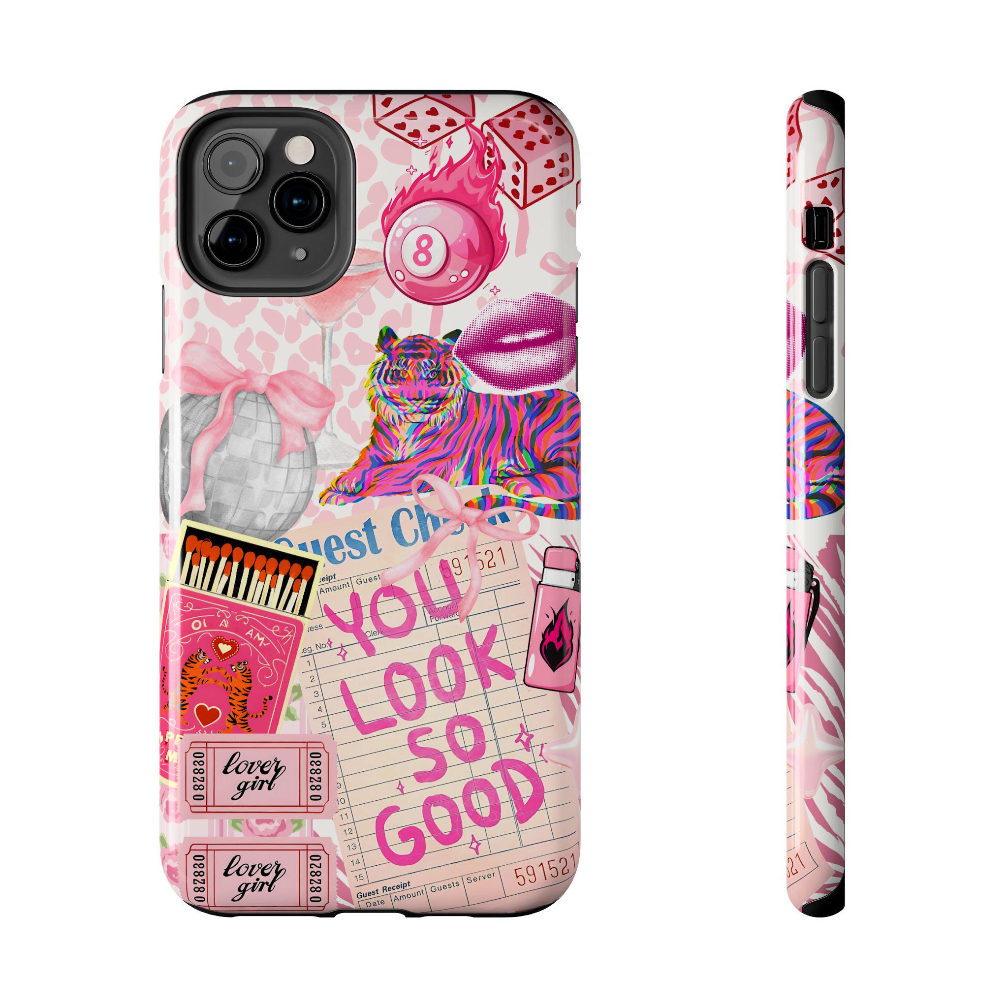 Chic Pink City Girl Collage Phone Case, Preppy Classy Aesthetic, Disco ...