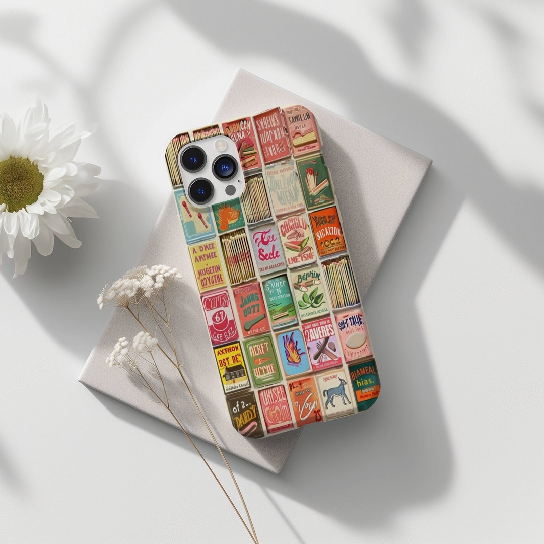 Vintage Matchbox Collage Phone Case, Retro Aesthetic, Matchbox Print ...