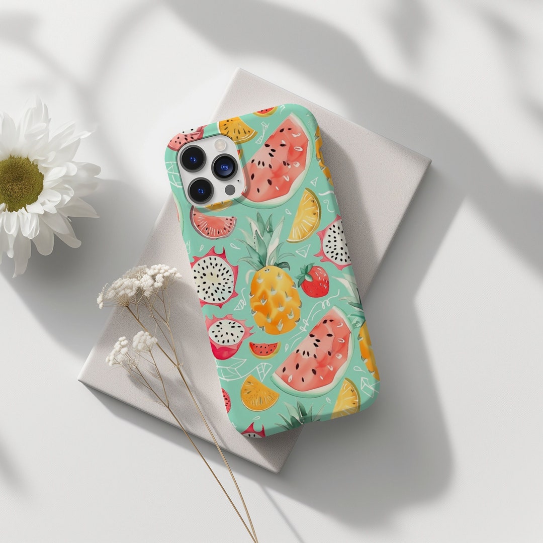 Watercolor Tropical Fruit Collage Phone Case, Spring Summer Theme ...